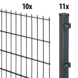 GARDEN 'N' MORE Doppelstabmattenzaun "Standard" Zaunelemente 10 Elemente für 20 m, LxH: 200 x 123 cm, mit 11 Pfosten Gr. H/L: 120 cm x 20 m, grau (anthrazit) Zaunelemente