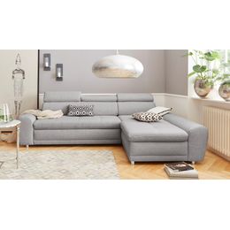 Sit & More Ecksofa SIT & MORE "Riva L-Form", grau, B:272cm H:92cm T:169cm, Flachgewebe (100% Polyester);Luxus-Microfaser (100% Polyester);Struktur (100% Polyester), Sofas, Ecksofa, inklusive Kopteilverstellung, wahlweise mit Bettfunktion