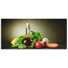 Küchenrückwand Artland "Gesundes Gemüse und Gewürze" Spritzschutzwände Gr. B/H: 120 cm x 55 cm, grün Küchendekoration Alu Spritzschutz mit Klebeband, einfache Montage