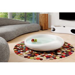 Couchtisch Salesfever Tische Gr. B/H/T: 100 cm x 25 cm x 100 cm, weiß (weiß, weiß, weiß) Couchtische rund oval Integrierte 10 mm Weißglasplatte