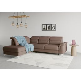 Sit & More Ecksofa SIT & MORE "Sinatra L-Form", braun (espresso), B:251cm H:85cm T:220cm, 98% Polyester, 2% Polyamid, Sofas, Ecksofa, mit Ottomane, optional mit Kopfteilverstellung und Armteilfunktion