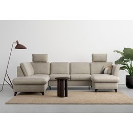 Wohnlandschaft Home Affaire "Trelleborg U-Form", grau (steel), B:307cm H:86cm T:213cm, 95% Polyester, 5% Polyamid, Sofas, Wohnlandschaft, wahlweise mit Bettfunktion und Bettkasten, inkl. Federkern-Polsterung