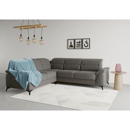 Sit & More Ecksofa SIT & MORE "Sinatra L-Form", grau (fango), B:251cm H:85cm T:231cm, 100% Polyester, Sofas, Ecksofa, optinal mit Kopfteilverstellung und Armteilfunktion, Metallf&uuml;&szlig;e