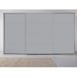 Schwebetürenschrank Rauch "Oteli" Schränke Gr. B/H/T: 368 cm x 233 cm x 68 cm, ohne Beleuchtung, 3 St., grau (seidengrau) inkl. Passepartout optional mit Beleuchtung