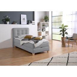 Boxbett Home Affaire, grau, B:108cm L:210cm, Komplettbetten, Boxspringbett, inklusive Kaltschaum-Topper und Bettkasten