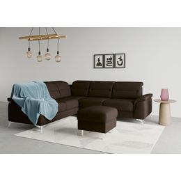 Sit & More Ecksofa SIT & MORE "Sinatra L-Form", braun (dunkelbraun), B:251cm H:85cm T:231cm, 100% Polyester, Sofas, Ecksofa, optional mit Kopfteilverstellung und Armteilfunktion