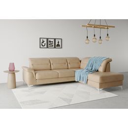 Sit & More Ecksofa SIT & MORE "Sinatra L-Form", braun (macchiato), B:251cm H:85cm T:220cm, 100% Polyester, Sofas, Ecksofa, mit Ottomane, optional mit Kopfteilverstellung und Armteilfunktion