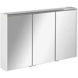 Spiegelschrank Fackelmann "Denver" Schränke Gr. B/H/T: 110 cm x 68,5 cm x 16 cm, 3 St., weiß Bad-Spiegelschränke Badmöbel 4 Glaseinlegeböden, Schalter, Steckdose