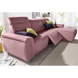 Sit & More Ecksofa SIT & MORE "Township L-Form", rosa (altrosa), B:253cm H:102cm T:168cm, Luxus-Microfaser (100% Polyester);NaturLEDER Punch (echtes Rindsleder) in Sitz und R&uuml;cken. Korpus in passendem Kunstleder SOFTLUX bezogen;Luxus-Microfaser ALTARA NUBUCK (100% Polyester), Sofas, Ecksofa, wahlweise mit elektrischer Wallfree-Funktion