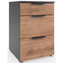 Nachtkommode wimex "Level by fresh to go" Sideboards Gr. B/H/T: 41 cm x 61 cm x 41 cm, 3 St., schwarz (front plankeneiche nachbildung, korpus graphit) 3 Schubladen mit soft-close Funktion, 41cm breit, 61cm hoch