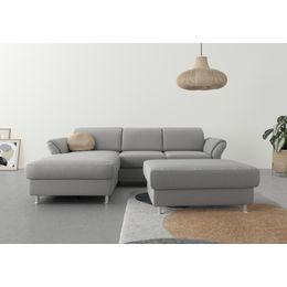 Sit & More Ecksofa SIT & MORE "Apulia L-Form", grau, B:250cm H:78cm T:185cm, Webstoff (100% Polyester);Struktur weich (90% Polyester, 10% Polyamid);Luxus-Microfaser Euphoria (100% Polyester);Samtoptik (100% Polyester), Sofas, Ecksofa, wahlweise Bettfunktion, Bettkasten und Kopf- und Armteilverstellung