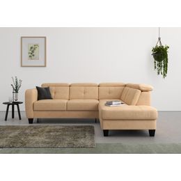 Sit & More Ecksofa SIT & MORE "Belluci L-Form", braun (macciato), B:249cm H:85cm T:195cm, Sofas, Ecksofa, inklusive Federkern, wahlweise mit Bettfunktion und Bettkasten