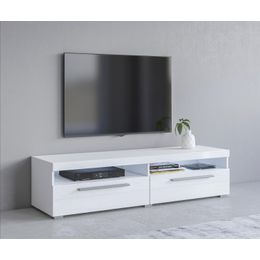 Lowboard Inosign "India,Breite 140 cm, stilvolle Fernsehschrank mit offenen Fächern" Sideboards Gr. weiss/weiss hgl, weiß (weiß, hgl) TV-Board ohne Beleuchtung, TV-Kommode mit viel Stauraum