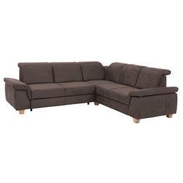 Ecksofa Home Affaire "Dalia L-Form", braun (nuss), B:256cm H:83cm T:236cm, Luxus-Microfaser Florence (100% Polyester);Luxus-Microfaser weich (90% Polyester, 10% Polyamid);Webstoff (100% Polyester), Sofas, Ecksofa, mit Federkernpolsterung, wahlweise mit Bettfunktion, Bettkasten