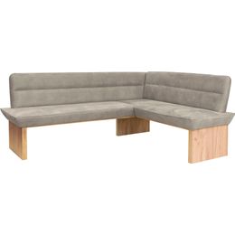 Eckbank Home Affaire "Beluna" Sitzbänke Gr. B/H/T: 210 cm x 89 cm x 169 cm, Lu x us-Microfaser, langer Schenkel links, braun (latte, decor wotan eiche) Eckbänke mit Wellenunterfederung im Sitz