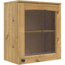 Hängeschrank KOCHSTATION "KS-Osby" Schränke Gr. B/H/T: 49 cm x 55,5 cm x 28 cm, 1 St., beige (natur) Hängeschränke Kiefer massiv, Breite 50 cm, Tür mit Glaseinsatz