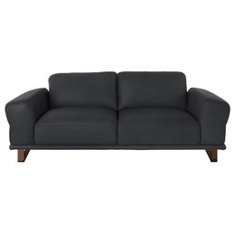 2,5-Sitzer W.Schillig "montanaa", schwarz (schwarz z59), B:212cm H:78cm T:94cm, Sofas, mit Metallkufen in Bronze pulverbeschichtet, Breite 212 cm
