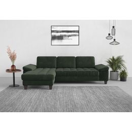 Sit & More Ecksofa SIT & MORE "Westham L-Form", gr&uuml;n (jungle), B:275cm H:88cm T:172cm, 90% Polyester 10% Polyamid, Sofas, Ecksofa, Recamiere, mit oder ohne Bettfunktion, Bettkasten, F&uuml;&szlig;e wengefarben