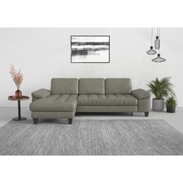 Sit & More Ecksofa SIT & MORE "Westham L-Form", grau, B:275cm H:88cm T:172cm, 100% Polyester, Sofas, Ecksofa, Recamiere, mit oder ohne Bettfunktion, Bettkasten, F&uuml;&szlig;e wengefarben