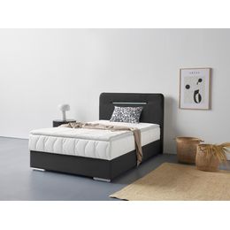 Boxbett COTTA "Lighstar", schwarz, B:126cm L:207cm, Komplettbetten, Boxspringbett, inklusive LED-Beleuchtung, Topper, Bettkasten und Zierkissen