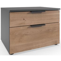 Nachtkommode wimex "Level by fresh to go" Sideboards Gr. B/H/T: 54 cm x 39 cm x 41 cm, 2 St., schwarz (front plankeneiche nachbildung, korpus graphit) 2 Schubladen mit soft-close Funktion, 54cm breit, 39cm hoch