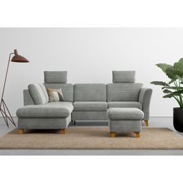 Ecksofa Home Affaire "Trelleborg L-Form", silber, B:252cm H:86cm T:213cm, 100% Polyester, Sofas, Ecksofa, wahlweise mit Bettfunktion und Bettkasten, inkl. Federkern-Polsterung