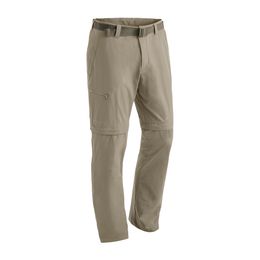 Funktionshose Maier Sports "Tajo" Gr. 34, Kurzgrößen, beige (dunkelbeige), Herren, 90% Polyamid, 10% Elasthan, Hosen, Herren Wanderhose, zipp-off Outdoor-Hose, 4 Taschen, Regular Fit