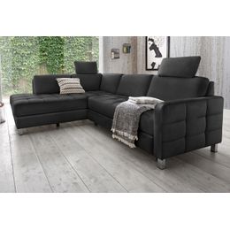 Sit & More Ecksofa SIT & MORE "Pablo L-Form", schwarz, B:233cm H:78cm T:196cm, Struktur fein (100% Polyester);Struktur (100% Polyester), Sofas, Ecksofa, wahlweise mit Bettfunktion