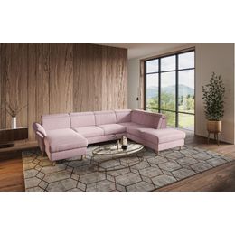 Wohnlandschaft Home Affaire "Calypso U-Form", rosa (altrosa), B:334cm H:85cm T:227cm, 100%Polyester, Sofas, Wohnlandschaft, wahlweise mit motorischer Relaxfunktion