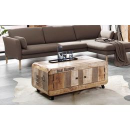 Couchtisch Home Affaire "Bully" Tische Gr. B/H/T: 110 cm x 47 cm x 72 cm, beige (natur, metall) Couchtische eckig Breite 110 cm