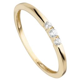 Fingerring Jobo "Ring mit 3 Zirkonia" Fingerringe Gr. 50, Gelbgold 333, goldfarben (gelbgold 333, weiß) Damen 333 Gold