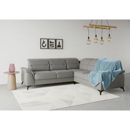 Sit & More Ecksofa SIT & MORE "Sinatra L-Form", grau (steel), B:251cm H:85cm T:231cm, 100% Polyester, Sofas, Ecksofa, optinal mit Kopfteilverstellung und Armteilfunktion, Metallf&uuml;&szlig;e