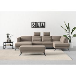 Sit & More Wohnlandschaft SIT & MORE "Lindholm U-Form", grau (taupe), B:342cm H:88cm T:188cm, Sofas, Wohnlandschaft, mit Sitztiefenverstellung und Federkern