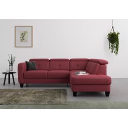Sit & More Ecksofa SIT & MORE "Belluci L-Form", rot (bordeaux), B:249cm H:85cm T:195cm, Sofas, Ecksofa, inklusive Federkern, wahlweise mit Bettfunktion und Bettkasten