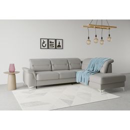 Sit & More Ecksofa SIT & MORE "Sinatra L-Form", grau, B:251cm H:85cm T:220cm, 100% Polyester, Sofas, Ecksofa, mit Ottomane, optional mit Kopfteilverstellung und Armteilfunktion