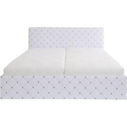 Polsterbett, weiß, B:110cm L:212cm, Bezug Bett: Microfaser (100% Polyester);Bonnell-Federkernmatratze: 51% Polypropylen, 39% Polyester, 10% Baumwolle;Kaltschaummatratze: 100% Polyester, Bezug abnehm- und waschbar bis 60C, Westfalia Schlafkomfort, Betten, inkl. Bettkasten bei Ausführung mit Matratze