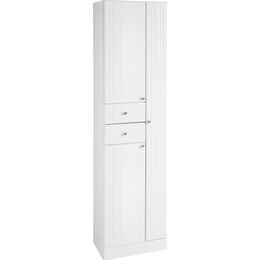 Hochschrank SAPHIR "Quickset 955 Badschrank, 50 cm breit, 3 Türen, 2 Schubladen" Schränke Gr. B/H/T: 50 cm x 188,5 cm x 33 cm, 3 St., weiß Bad-Hochschrank Bad-Hochschränke Badezimmer-Hochschrank inkl. Türdämpfer, Griffe in Chrom glänzend