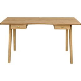 Schreibtisch WOODMAN "Peer" Tische Gr. B/H/T: 140 cm x 75 cm x 70 cm, braun (eichefarben, eichefarben) Schreibtische im skandinavian Design, Tischbeine aus massiver Eiche