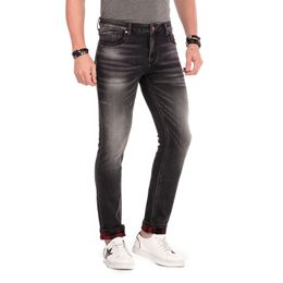 Cipo & Baxx Slim-fit-Jeans CIPO & BAXX Gr. 31, Länge 34, schwarz Herren Jeans Slim Fit im Used Look