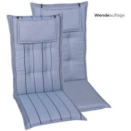 Sesselauflage GO-DE "Sesselauflage hoch", blau (hellblau), B:50cm H:120cm T:48cm, Olefin (Polypropylen), Polsterauflagen, Olefin