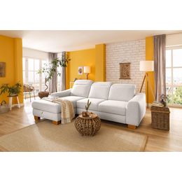 Ecksofa Home Affaire "Dundee L-Form", beige (creme), B:264cm H:86cm T:170cm, Luxus-Microfaser Florence (100% Polyester);Struktur fein (100% Polyester);Luxus-Microfaser Lederoptik (100% Polyester), Sofas, Ecksofa, wahlweise mit Kopfteilverstellung und zus&auml;tzlich mit Bettfunktion