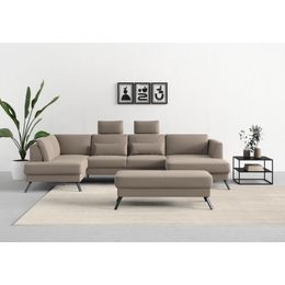 Sit & More Wohnlandschaft SIT & MORE "Lindholm U-Form", grau (taupe), B:342cm H:88cm T:188cm, Sofas, Wohnlandschaft, mit Sitztiefenverstellung und Federkern