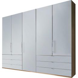 Falttürenschrank Wiemann "Loft, in stilvoller Optik, Made Germany" Schränke Gr. B/H/T: 250 cm x 216 cm x 58 cm, 5 St., beige (bianco, eiche, nachbildung, weiß glas) widerstandsfähige Glasfronten, geräuscharme Türen, mit Panoramaöffnung