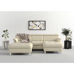 Sit & More Ecksofa SIT & MORE "Marano L-Form", beige (creme), B:257cm T:166cm, 98% Polyester, 2% Polyamid, Sofas, Ecksofa, inklusive Kopfteilverstellung, wahlweise mit Bettfunktion, Bettkasten
