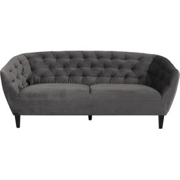 3-Sitzer ACTONA GROUP "Ria Couch, Sofa", grau (dunkelgrau), B:191cm H:39,4cm T:84cm, Sofas, Samtstoff, Massivholz-Beine, Taschenfederkern, Tufting, mit Armlehnen