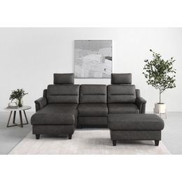 Sit & More Ecksofa SIT & MORE "Far&ouml; L-Form", grau (anthrazit), B:234cm H:90cm T:168cm, Sofas, Ecksofa, inklusive Federkern, wahlweise mit Bettfunktion und Bettkasten