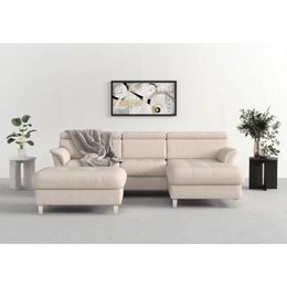 Sit & More Ecksofa SIT & MORE "Marano L-Form", beige (creme), B:257cm T:166cm, 100% Polyester, Sofas, Ecksofa, inklusive Kopfteilverstellung, wahlweise mit Bettfunktion, Bettkasten