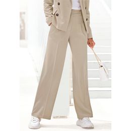 Palazzohose Lascana Gr. 40, N-Gr, beige (sand) Damen Hosen Strandhosen im Business-Look, elegante Anzughose mit Taschen Bestseller