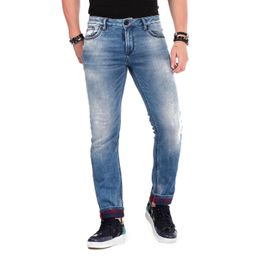 Cipo & Baxx Slim-fit-Jeans CIPO & BAXX Gr. 34, Länge 34, blau Herren Jeans Slim Fit im Used Look