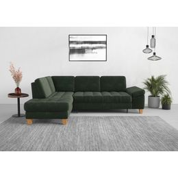 Sit & More Ecksofa SIT & MORE "Westham L-Form", gr&uuml;n (jungle), B:261cm H:88cm T:179cm, 90% Polyester 10%Polyamid, Sofas, Ecksofa, mit Ottomane, mit oder ohne Bettfunktion, Bettkasten, Verstellung